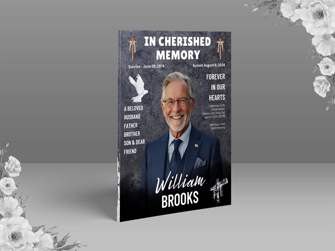 Funeral Program Template Magazine Style , Obituary Program , Printable ...