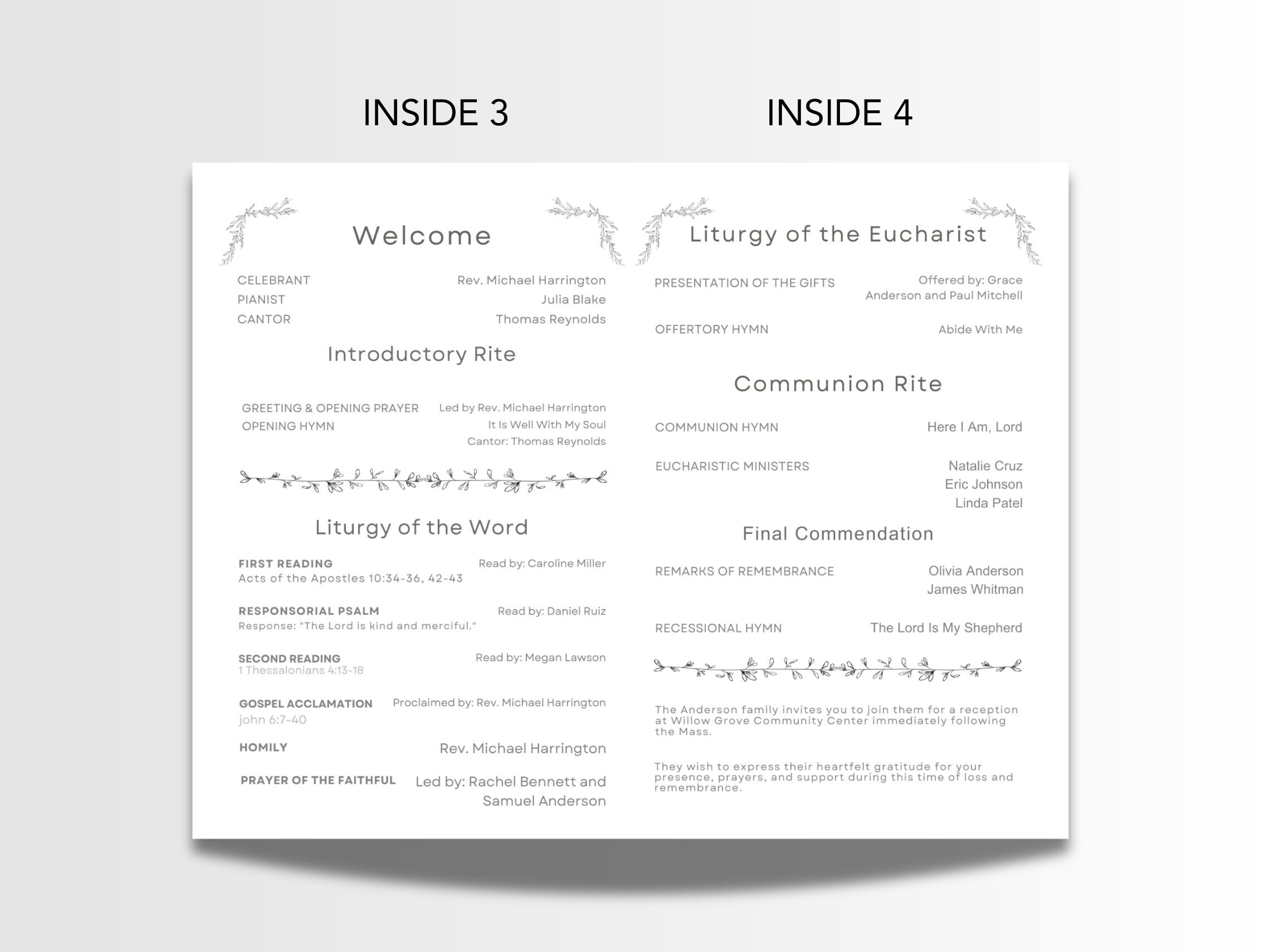 CATHOLIC Mass Funeral Program Template , Foldable Booklet Program ...