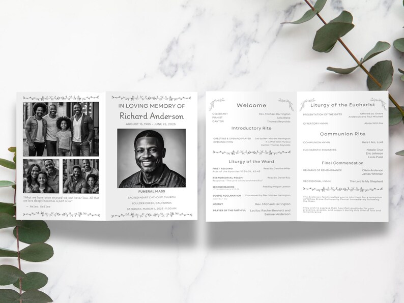 CATHOLIC Mass Funeral Program Template , Foldable Booklet Program ...