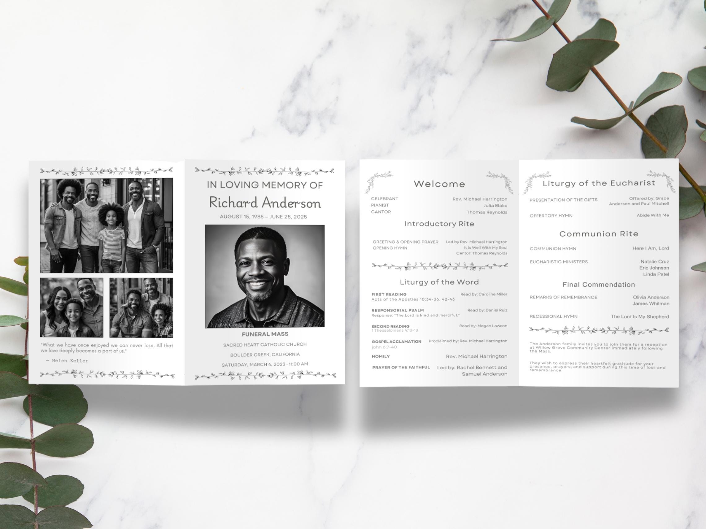 CATHOLIC Mass Funeral Program Template , Foldable Booklet Program ...
