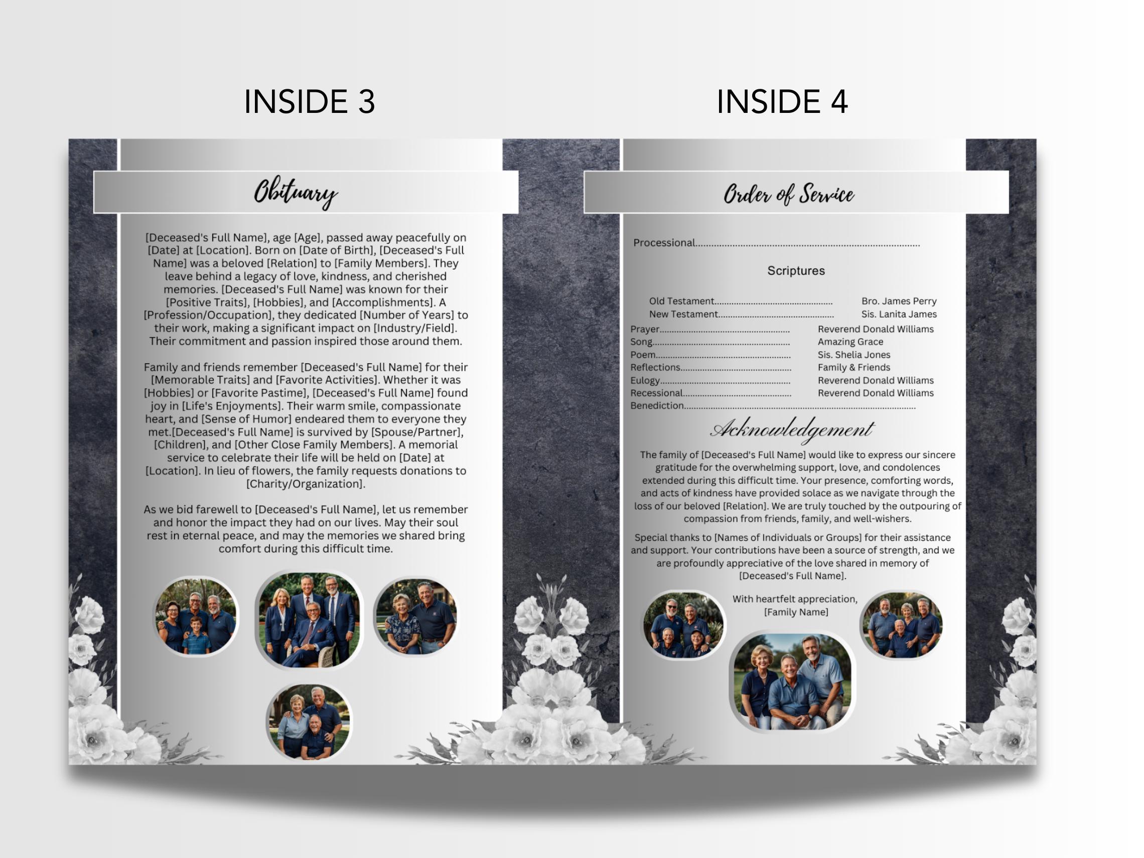 Funeral Program Template Magazine Style , Obituary Program , Printable ...