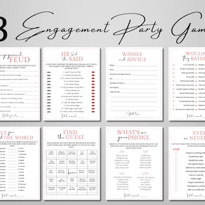 Printable Engagement Games , Fun Engagement Party Game Bundle , Couples ...