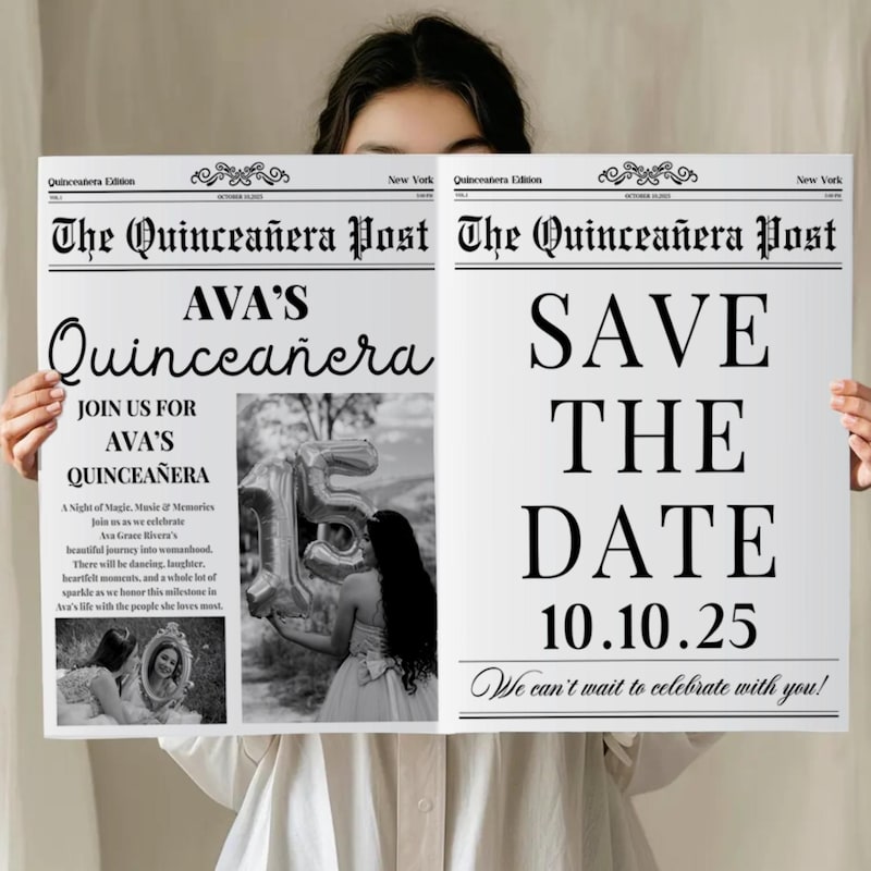 Newspaper Save the Date - Etsy