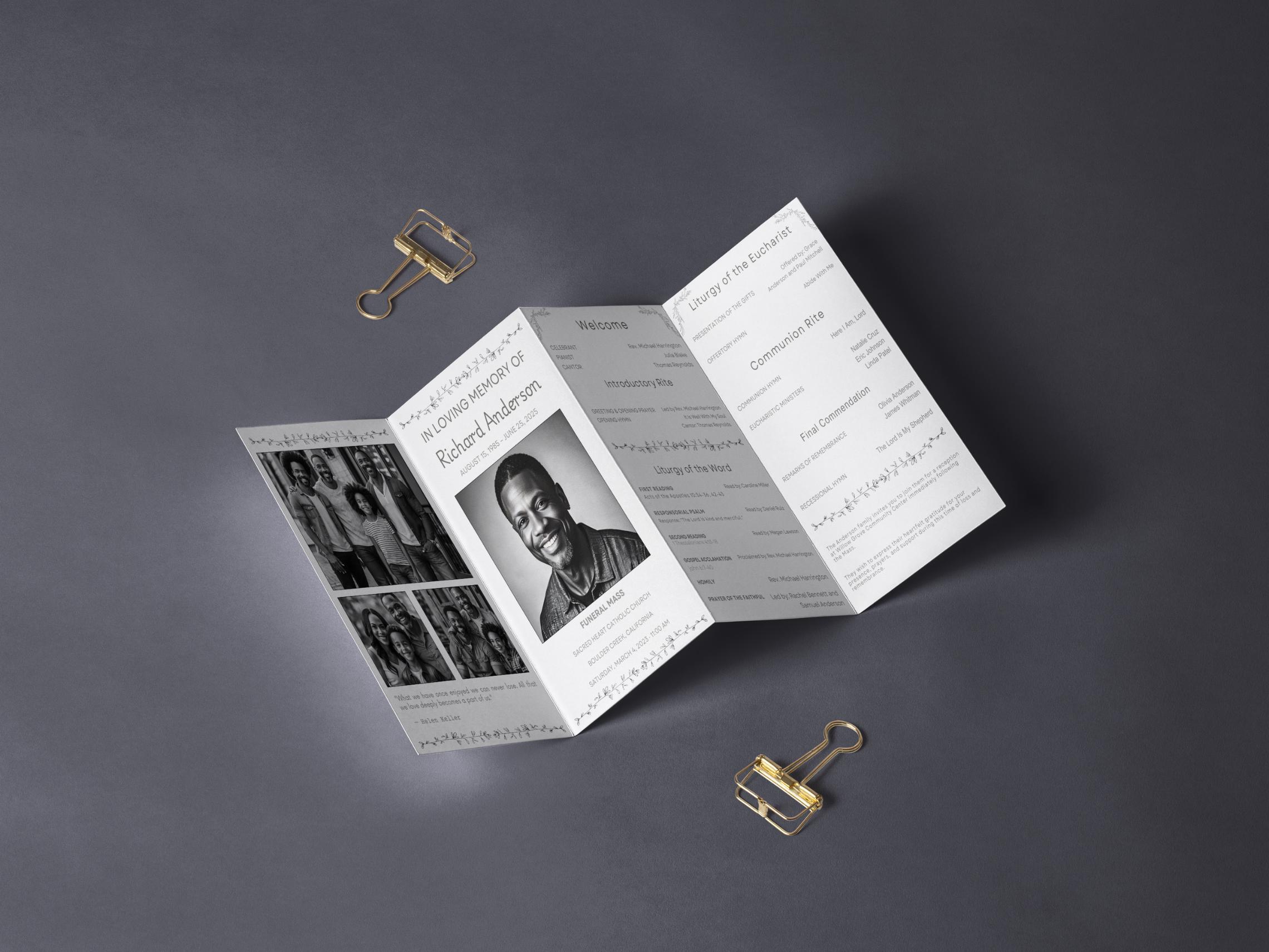 CATHOLIC Mass Funeral Program Template , Foldable Booklet Program ...