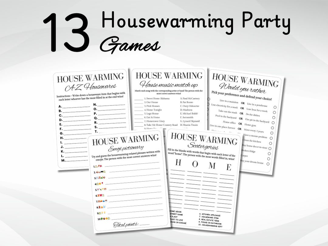 Printable Housewarming Games , House Warming Party Games Bundle ...