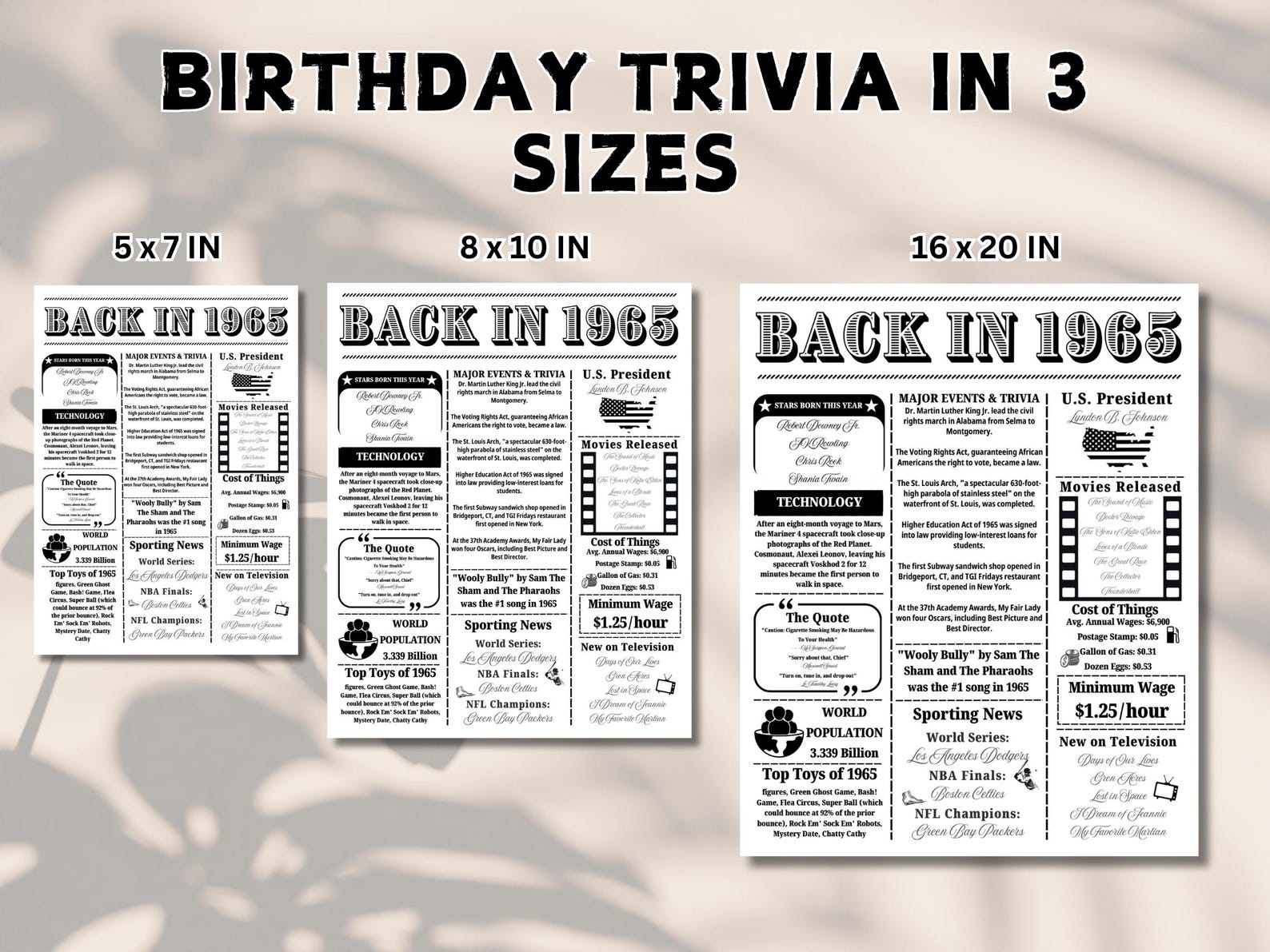 60th Birthday Party Games Bundle ,born in 1965 Games Bundle , Back in ...