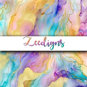 Rainbow Pastel Alcohol Ink Digital Scrapbook Printable Paper | Alcohol ...