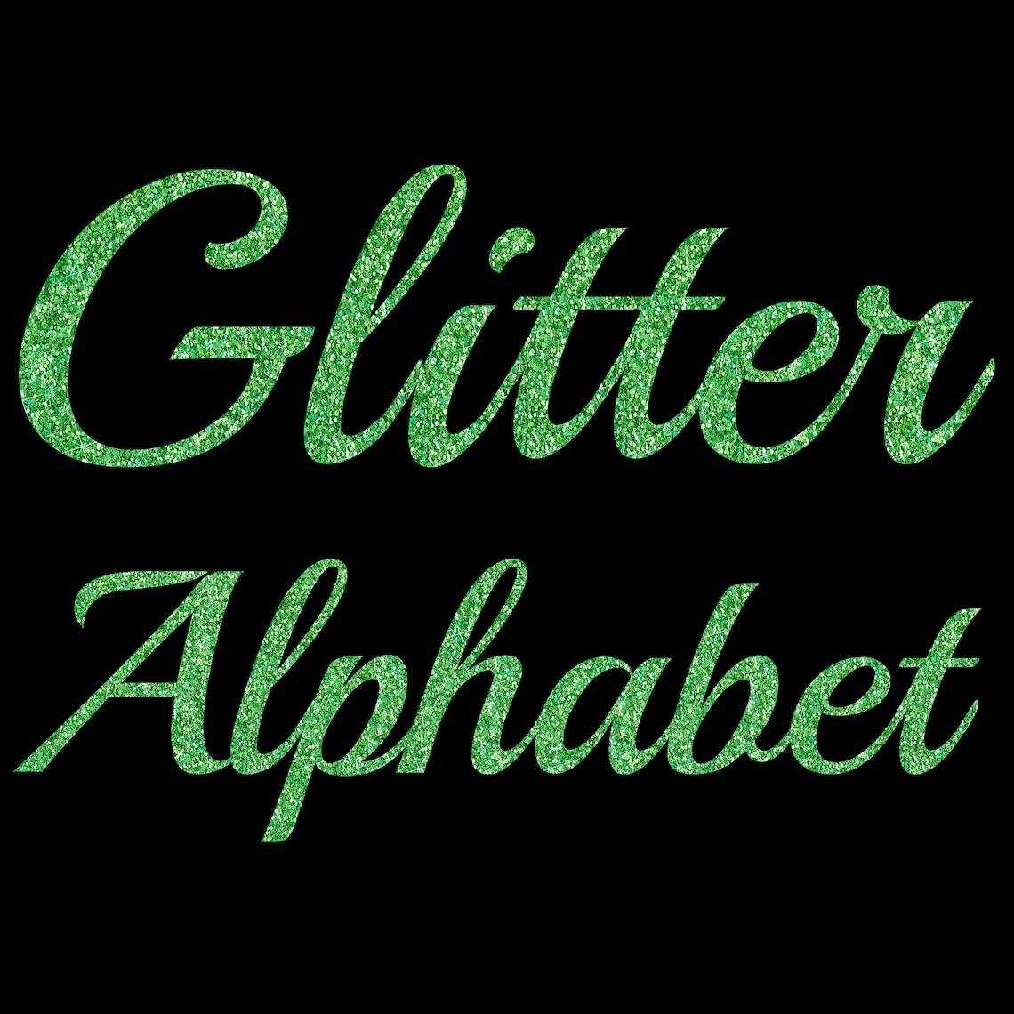 Green Glitter Alphabet Clipart Scrapbooking Digital Set - Etsy