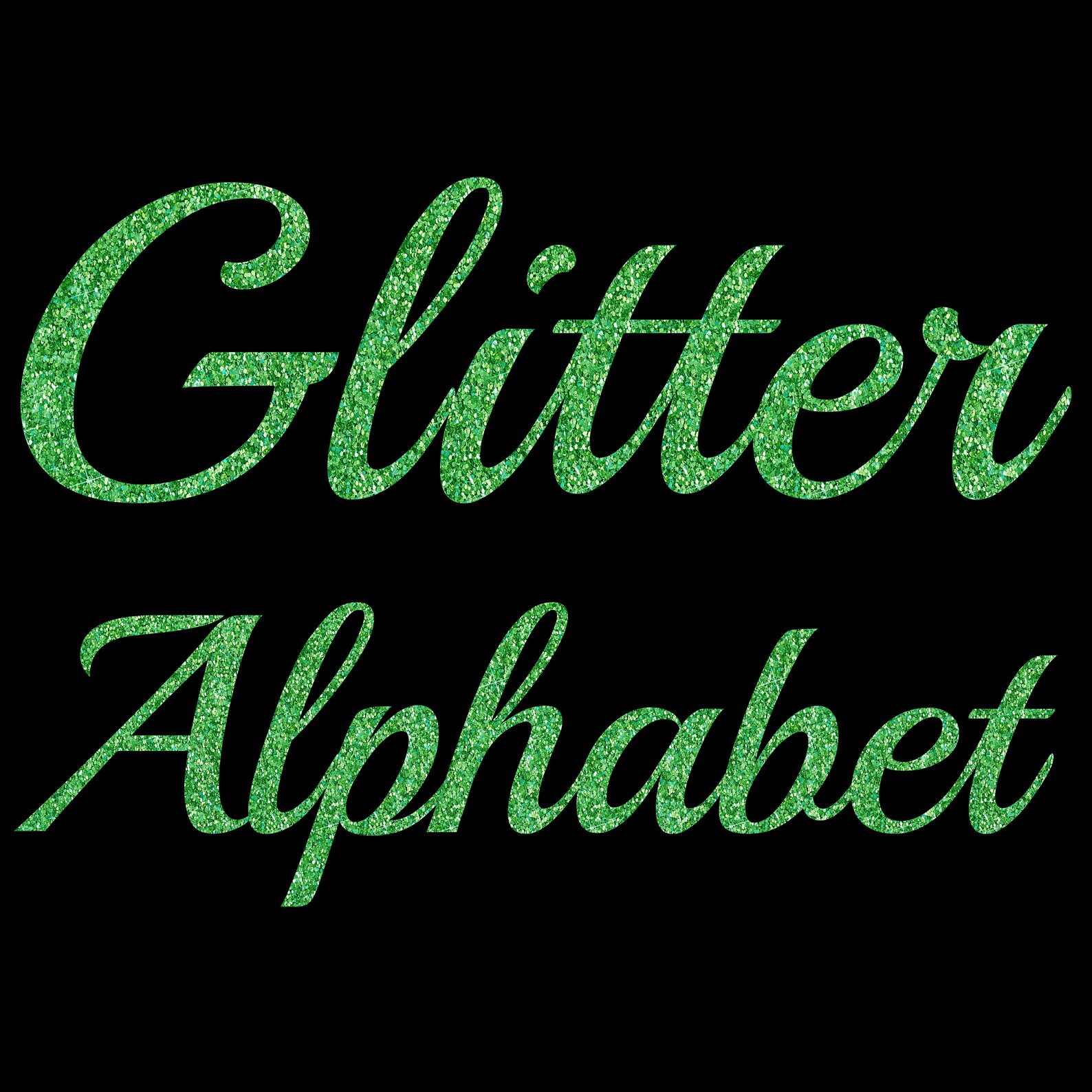Green Glitter Alphabet Clipart Scrapbooking Digital Set - Etsy