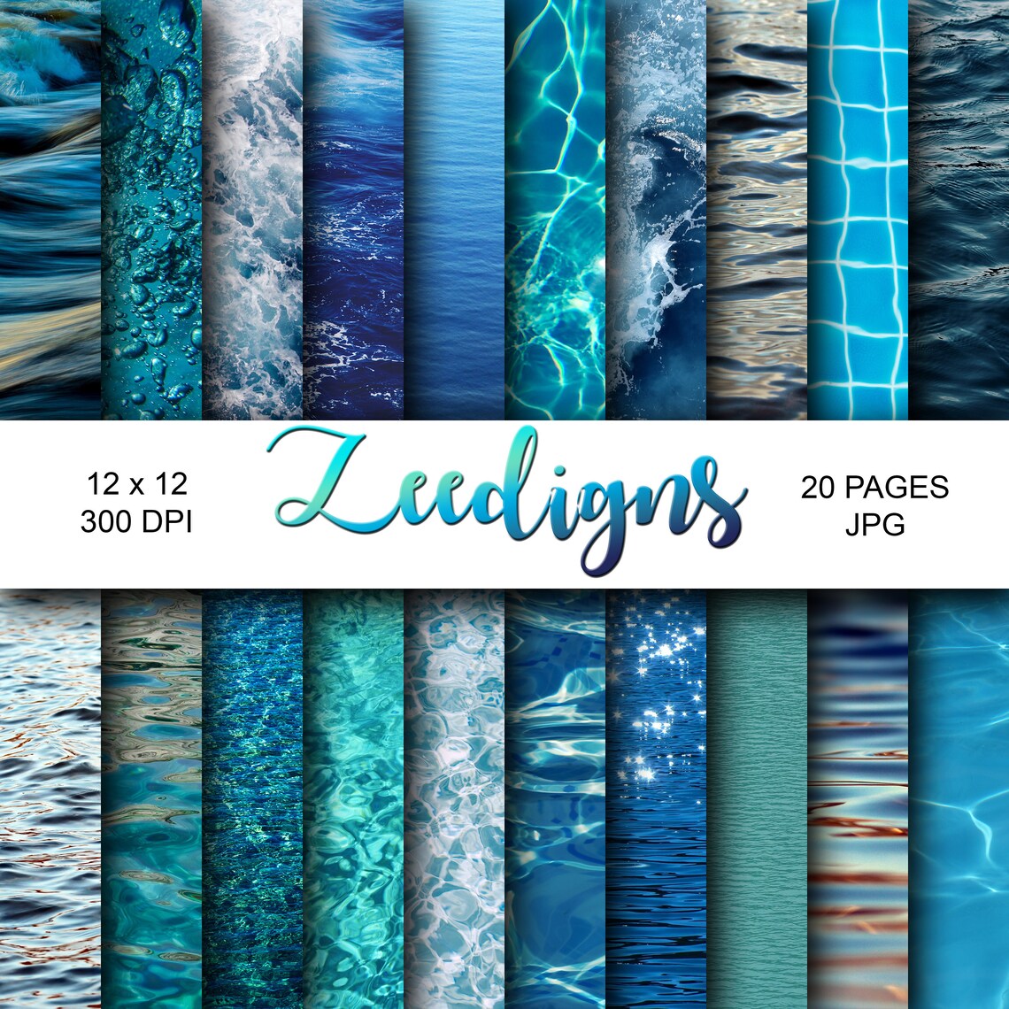 Water Digital Scrapbook Printable Paper Digital Paper - Etsy