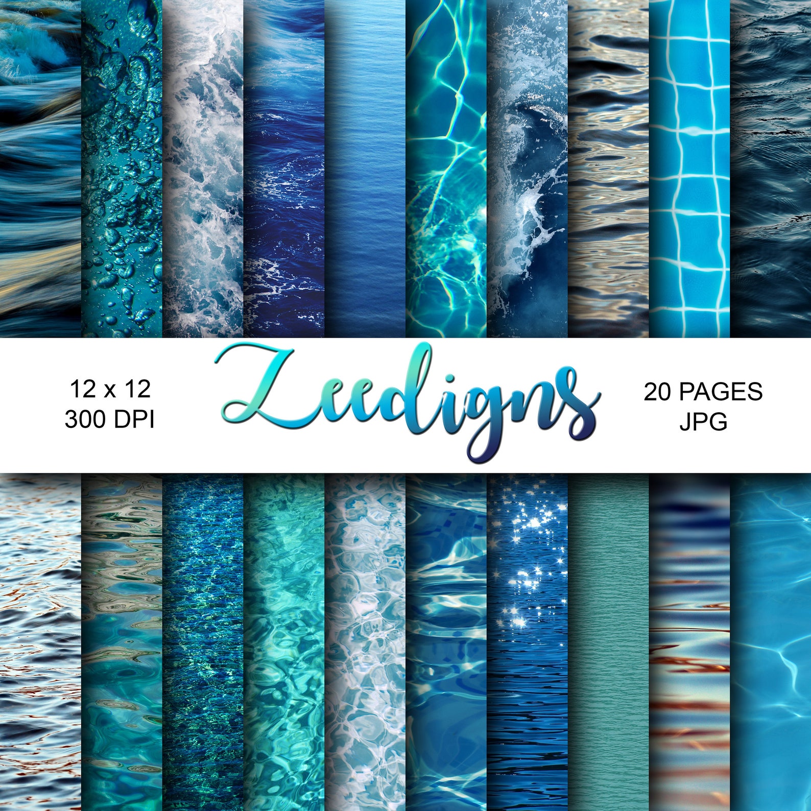 Water Digital Scrapbook Printable Paper Digital Paper - Etsy