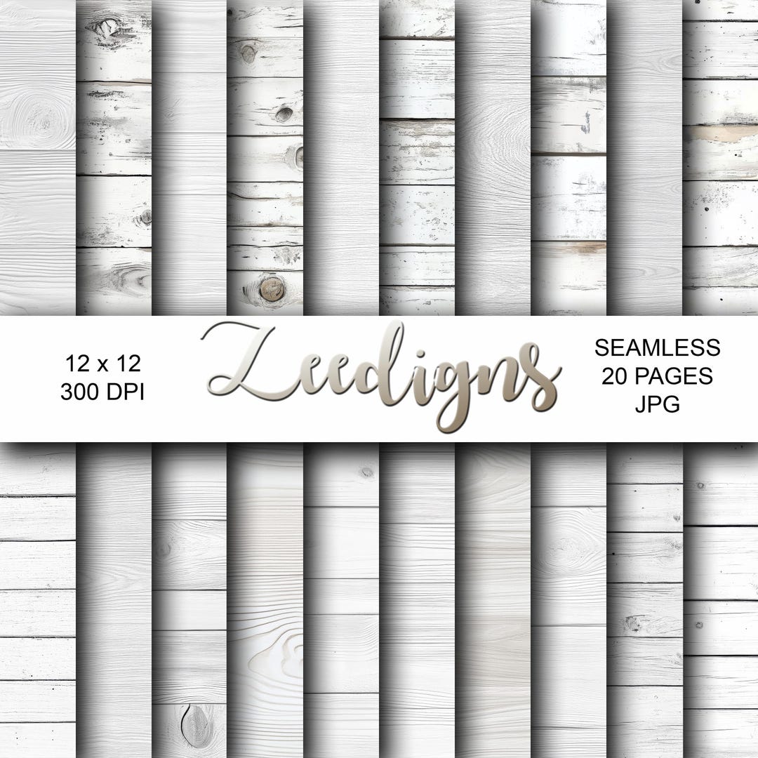 White Wood Digital Scrapbook Printable Digital Paper | Rustic Wood ...