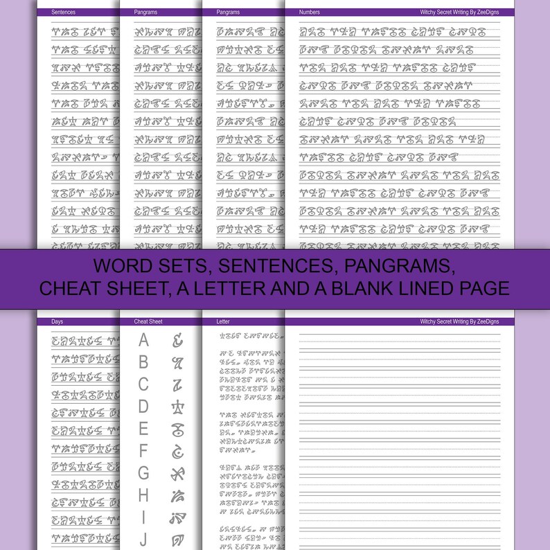 Witchy Secret Handwriting Practice Worksheets Witch Grimore Spell Book ...