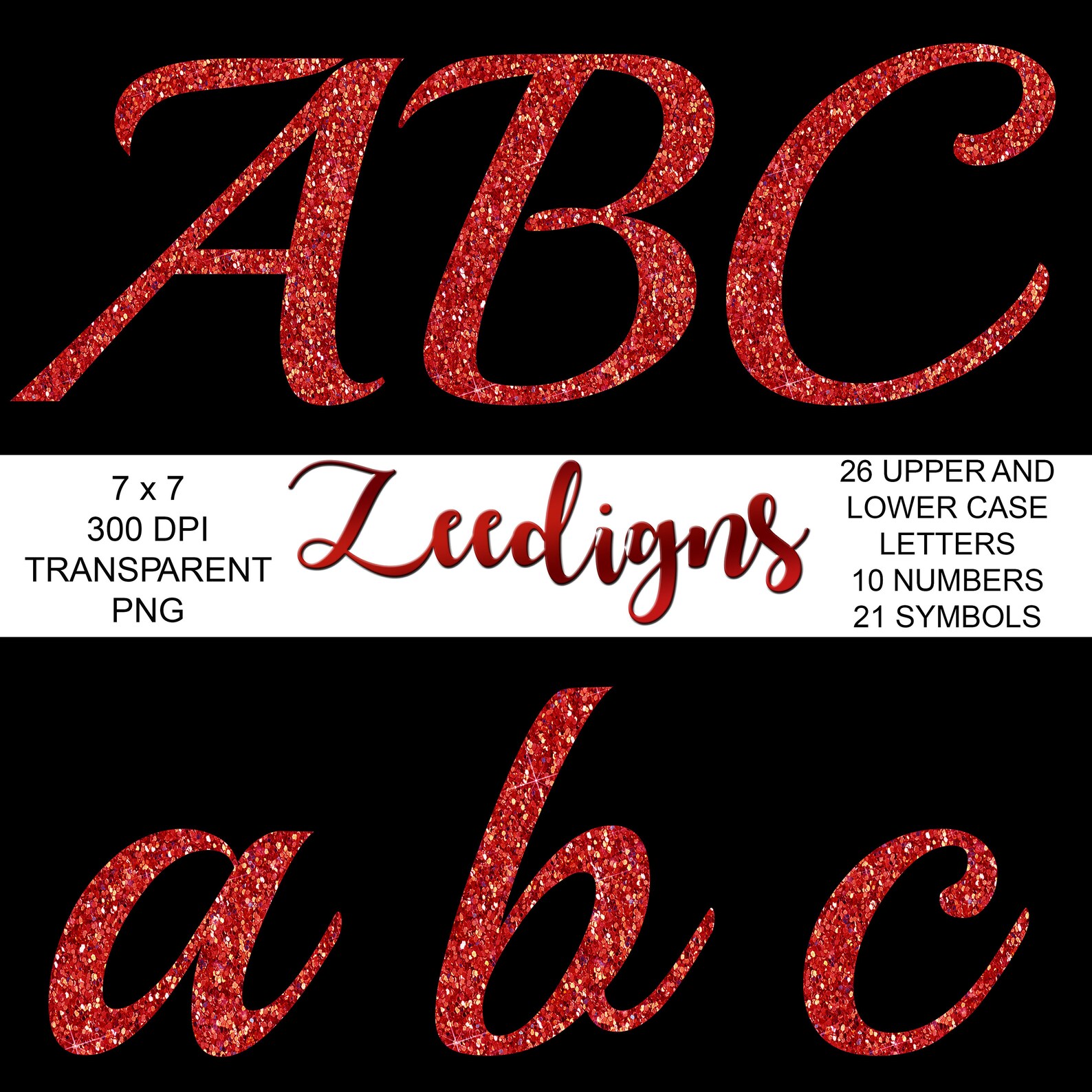 Red Glitter Alphabet Clipart Scrapbooking Digital Set - Etsy