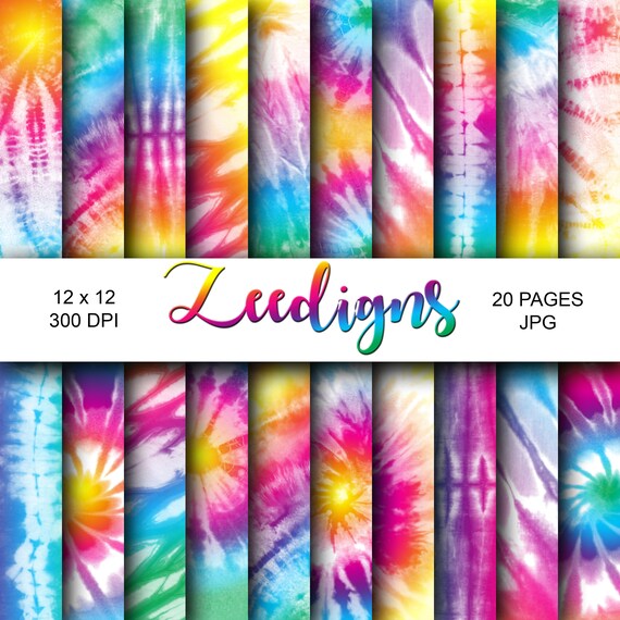 Rainbow Tie Dye Digital Scrapbook Printable Paper Digital - Etsy