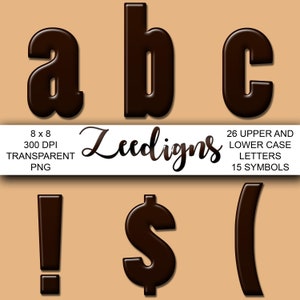 Chocolate Alphabet Clipart Scrapbooking Digital Set Printable Paper ...