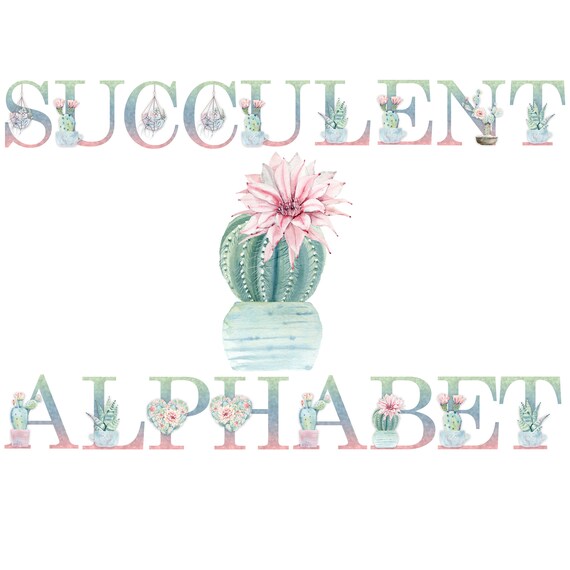 Succulent Alphabet Clipart Scrapbooking Digital Set Printable - Etsy
