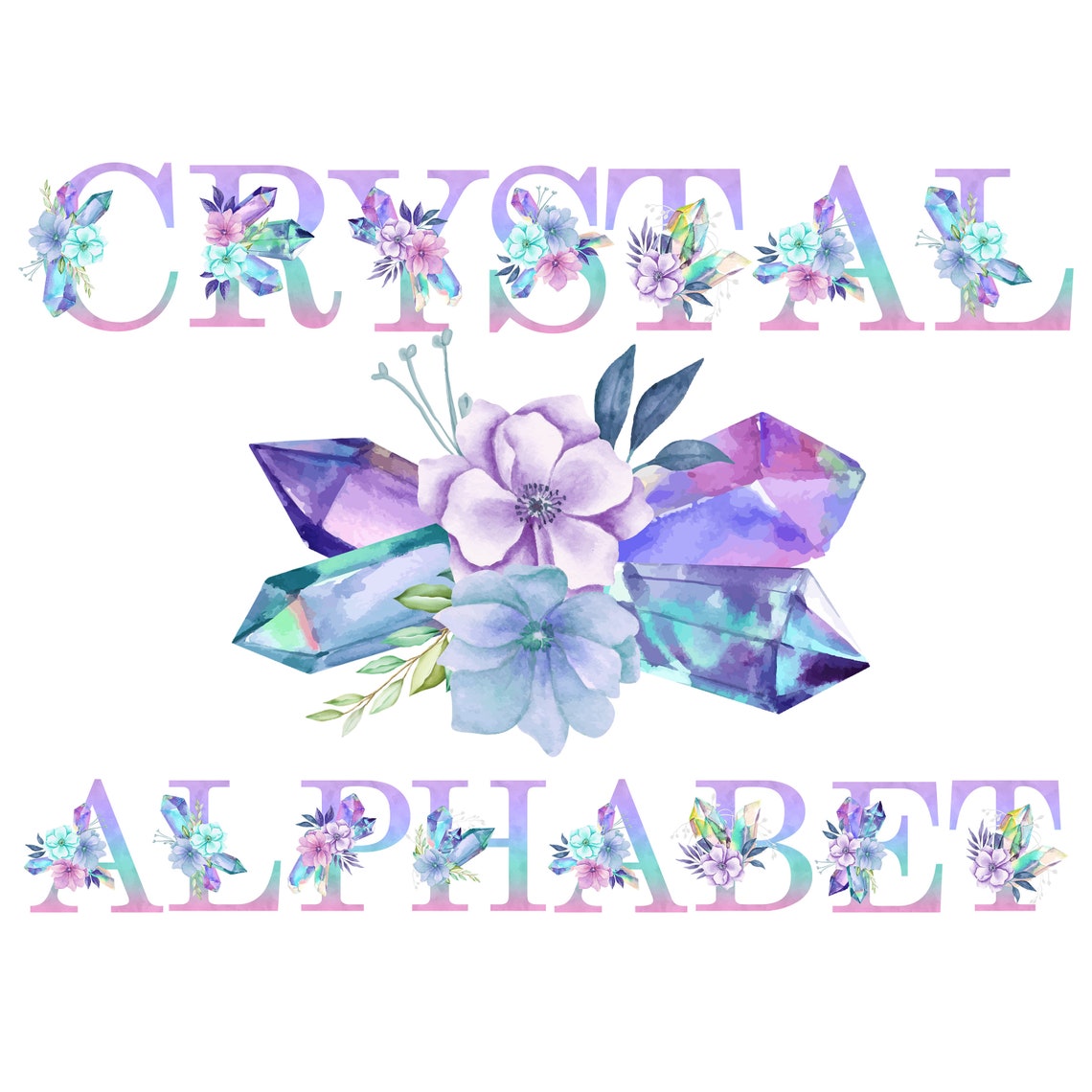 Crystals Alphabet Clipart Scrapbooking Digital Set Printable - Etsy