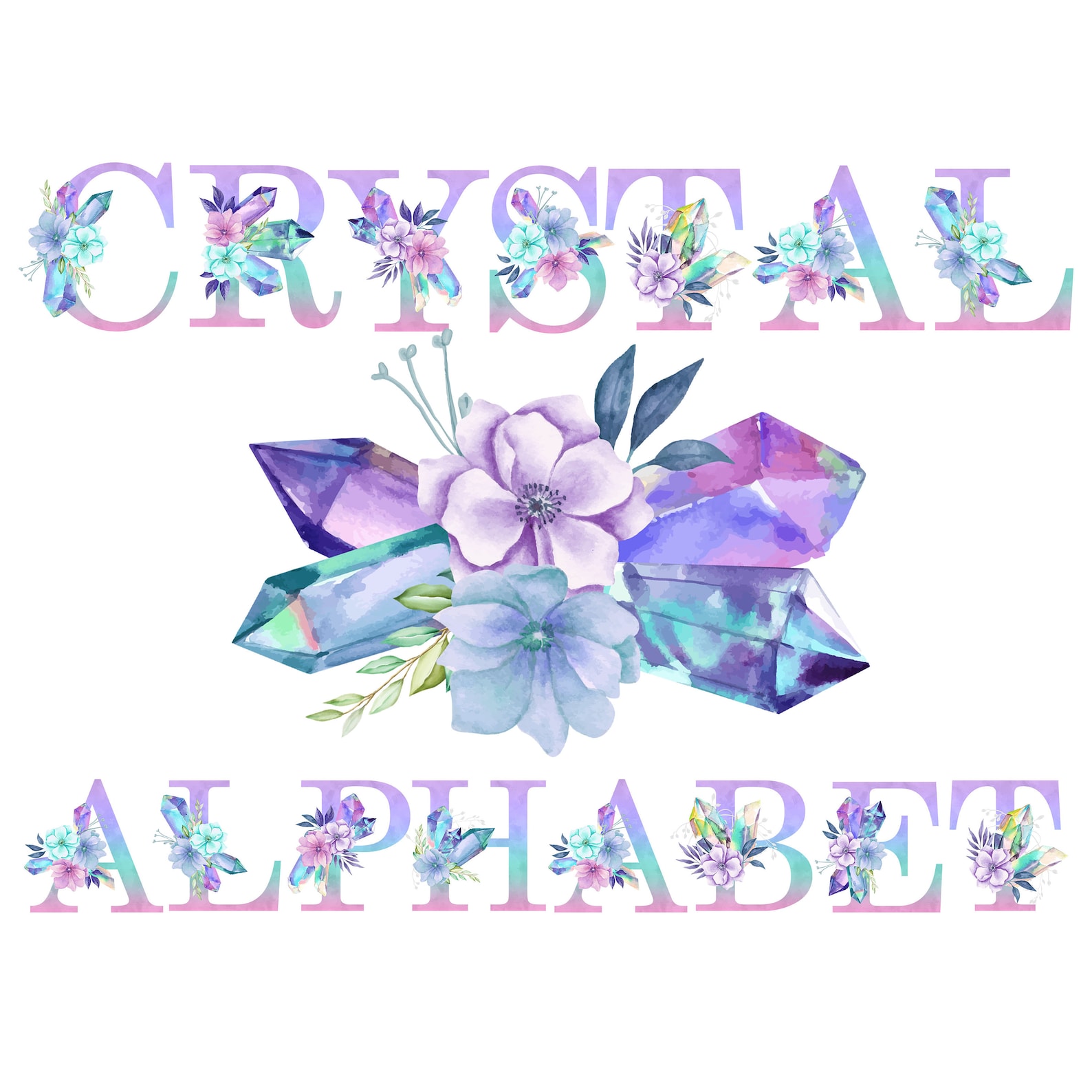 Crystals Alphabet Clipart Scrapbooking Digital Set Printable Paper ...