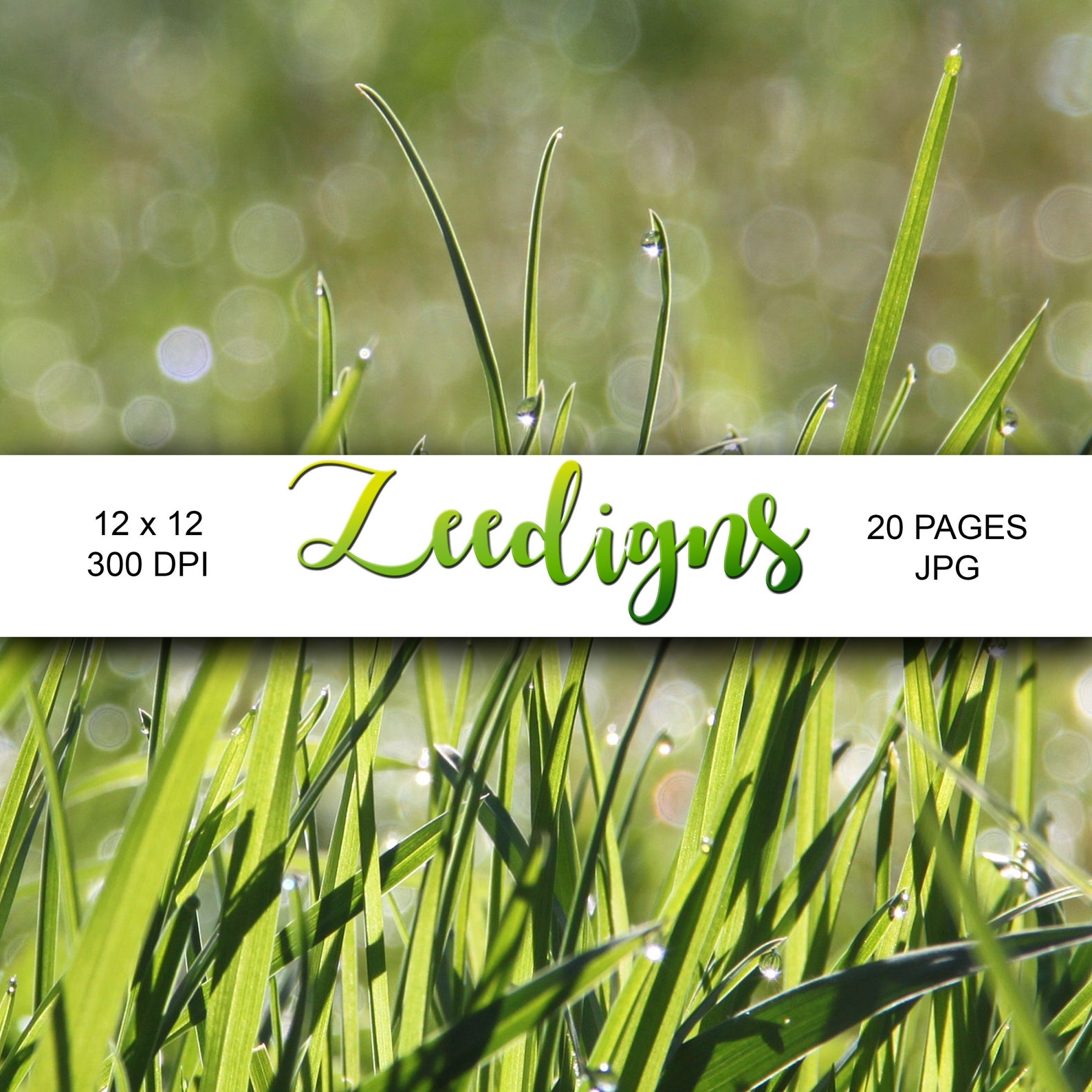 Grass Digital Scrapbook Printable Paper Digital Paper Green Lawn Leaves ...