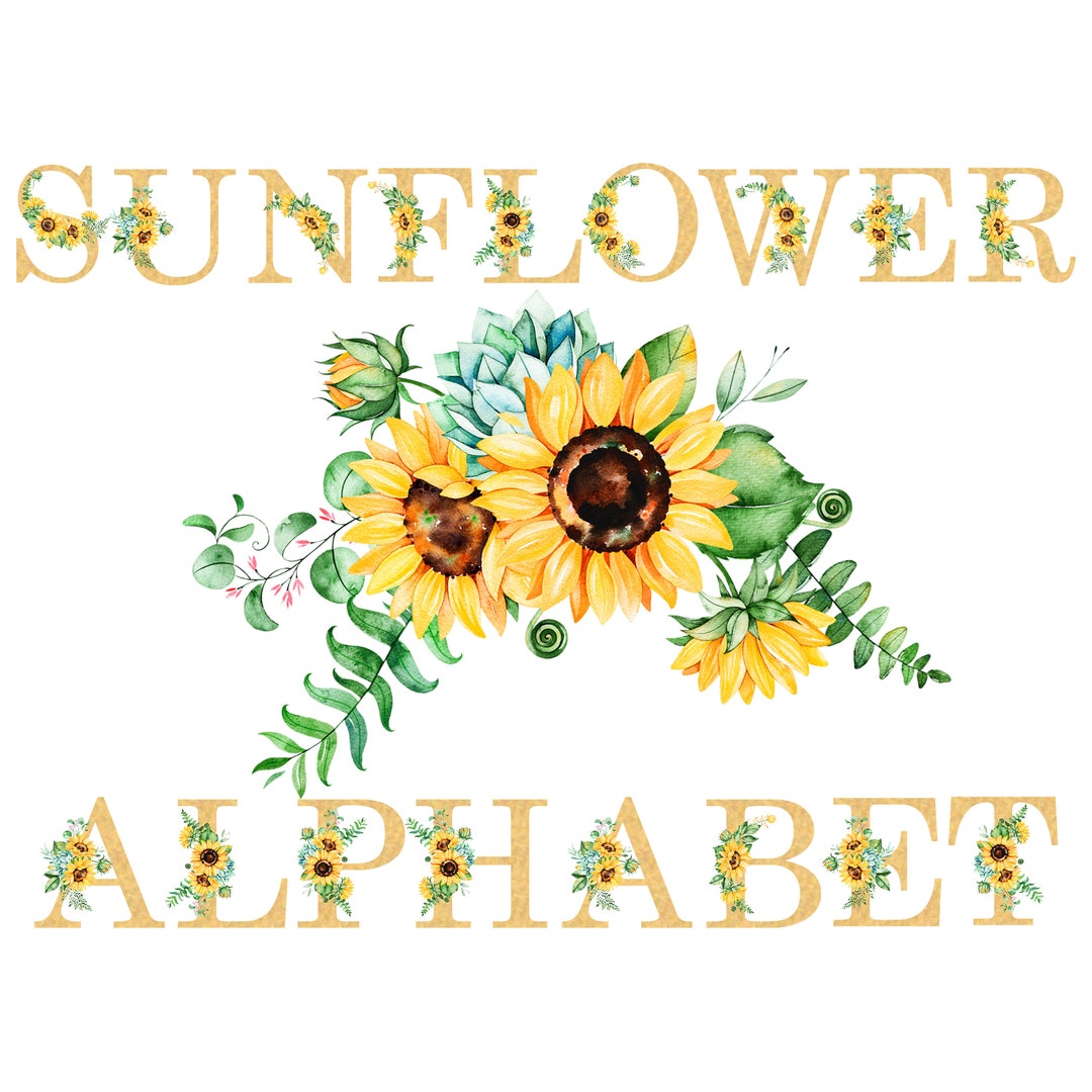 Sunflower Alphabet Clipart Scrapbooking Digital Set Printable Paper ...