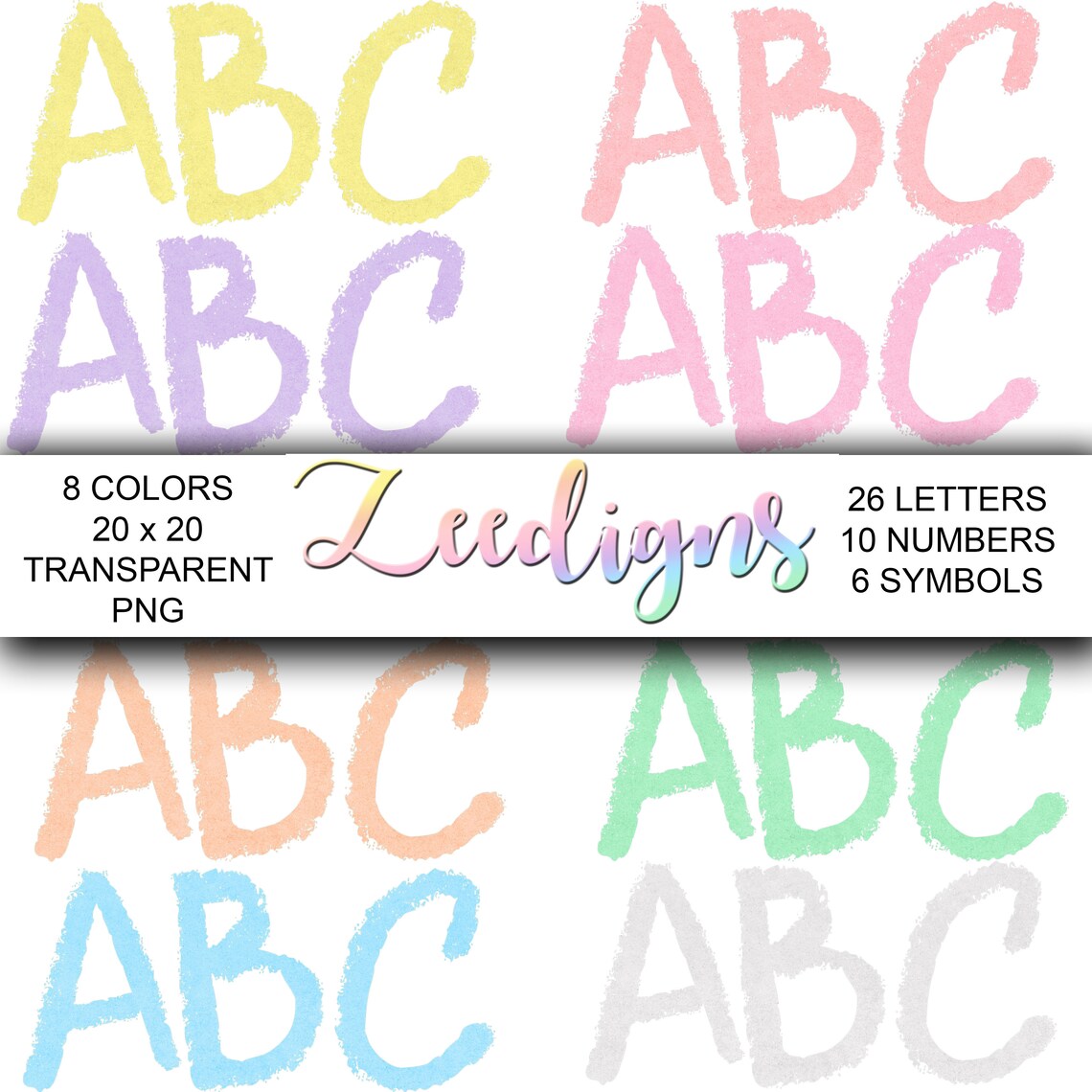 Pastel Chalk Alphabet Clipart Scrapbooking Digital Set - Etsy