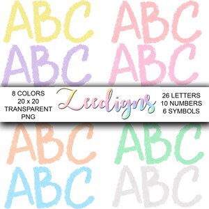 Pastel Chalk Alphabet Clipart Scrapbooking Digital Set Printable Paper ...