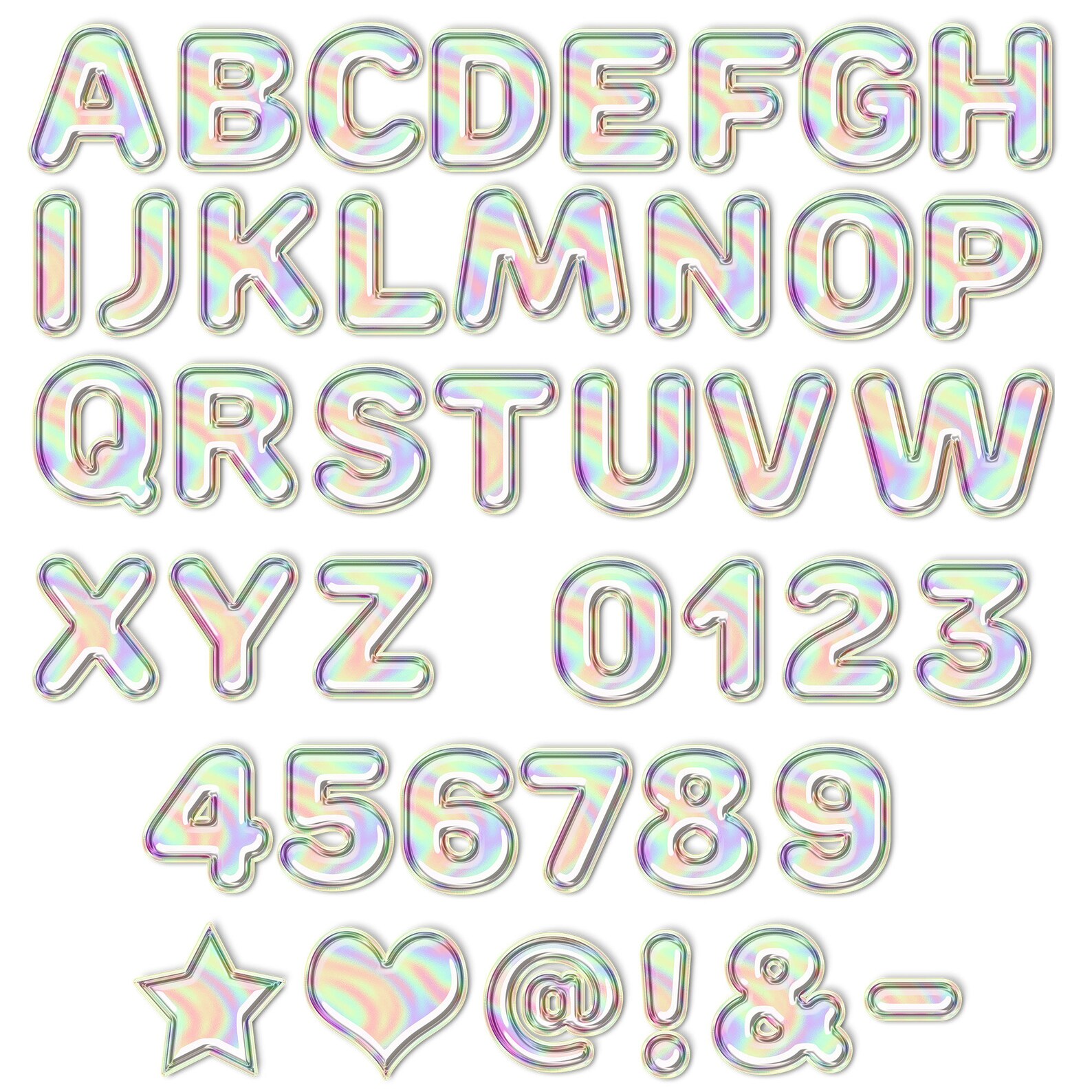 Rainbow Holographic Foil Alphabet Clipart Scrapbooking Digital Set ...