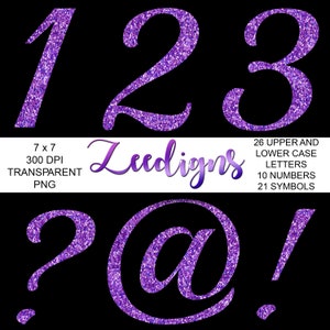 Purple Glitter Alphabet Clipart Scrapbooking Digital Set Printable ...