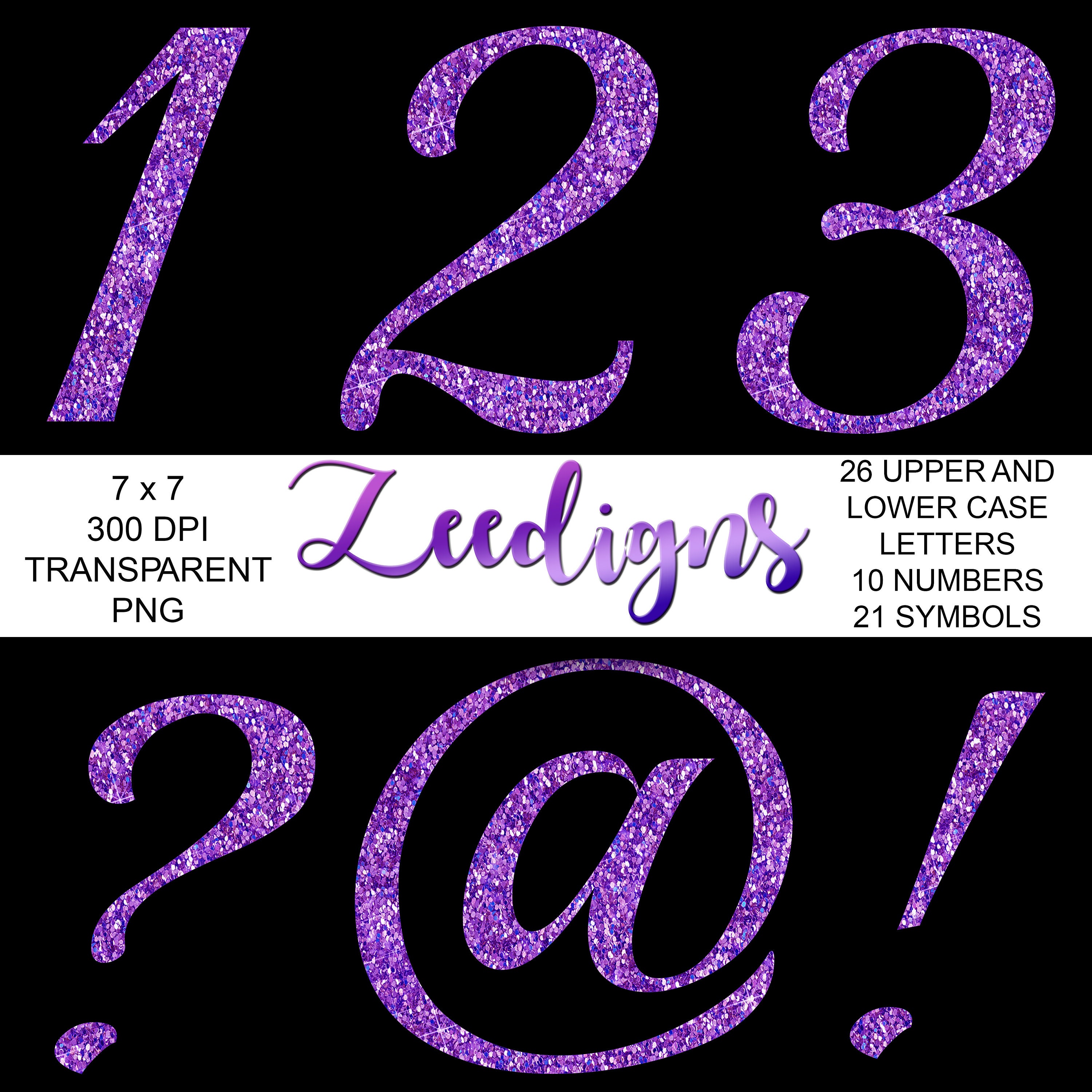 Purple Glitter Alphabet Clipart Scrapbooking Digital Set - Etsy