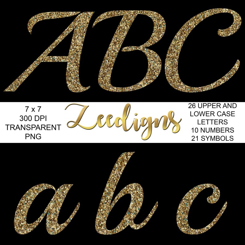 Gold Glitter Alphabet Clipart Scrapbooking Digital Set - Etsy