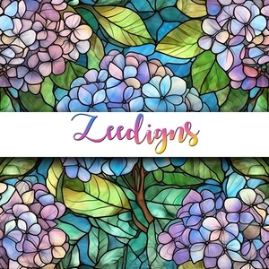 Hydrangeas Stained Glass Digital Scrapbook Printable Paper | Digital ...