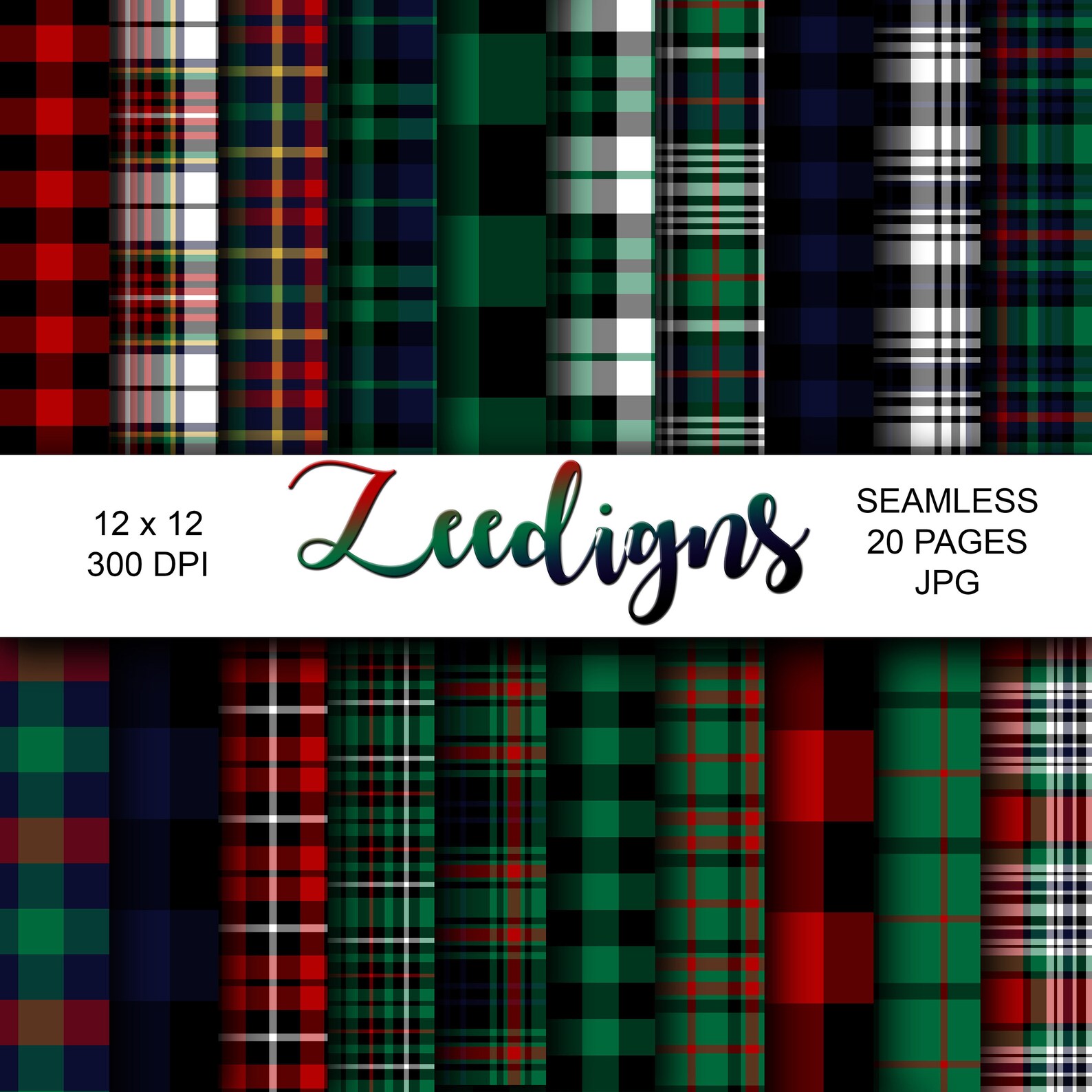 Christmas Plaids Seamless Digital Scrapbook Printable Paper - Etsy