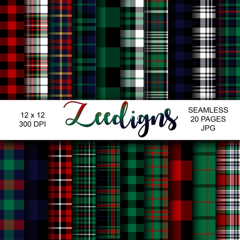 Christmas Plaids Seamless Digital Scrapbook Printable Paper - Etsy