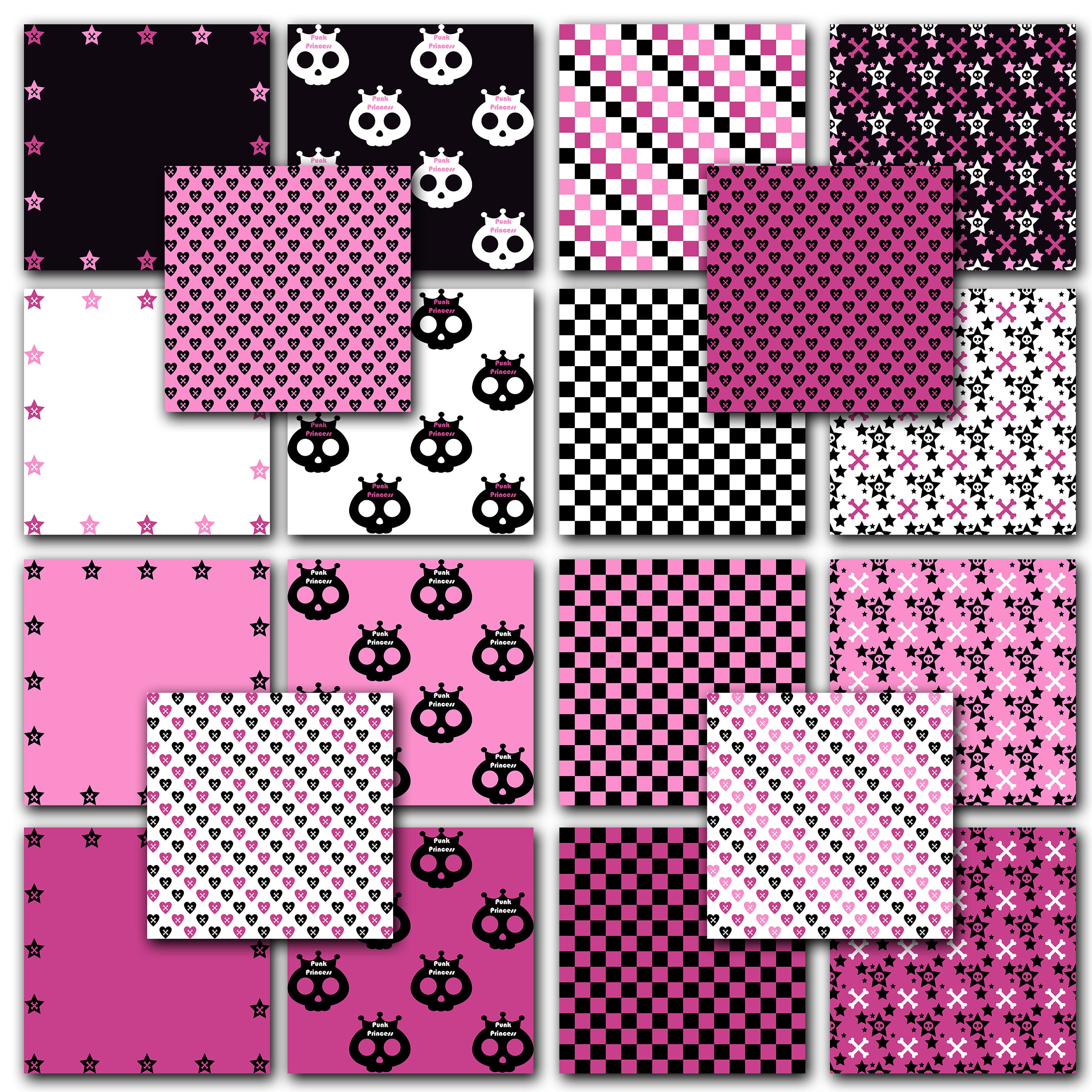 Punk Princess Digital Scrapbook Printable Paper | Seamless Digital ...