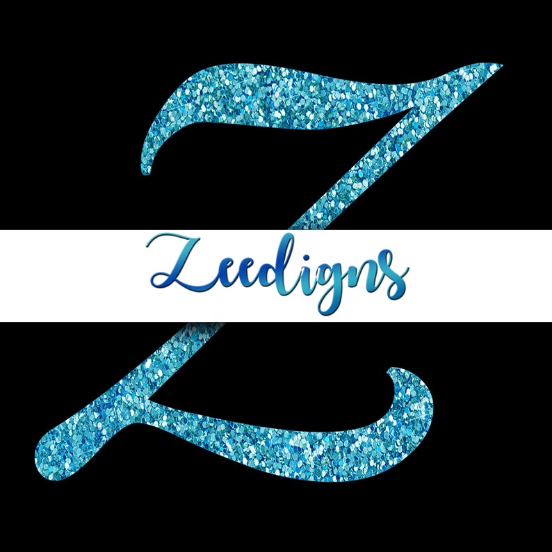 Blue Glitter Alphabet Clipart Scrapbooking Digital Set - Etsy