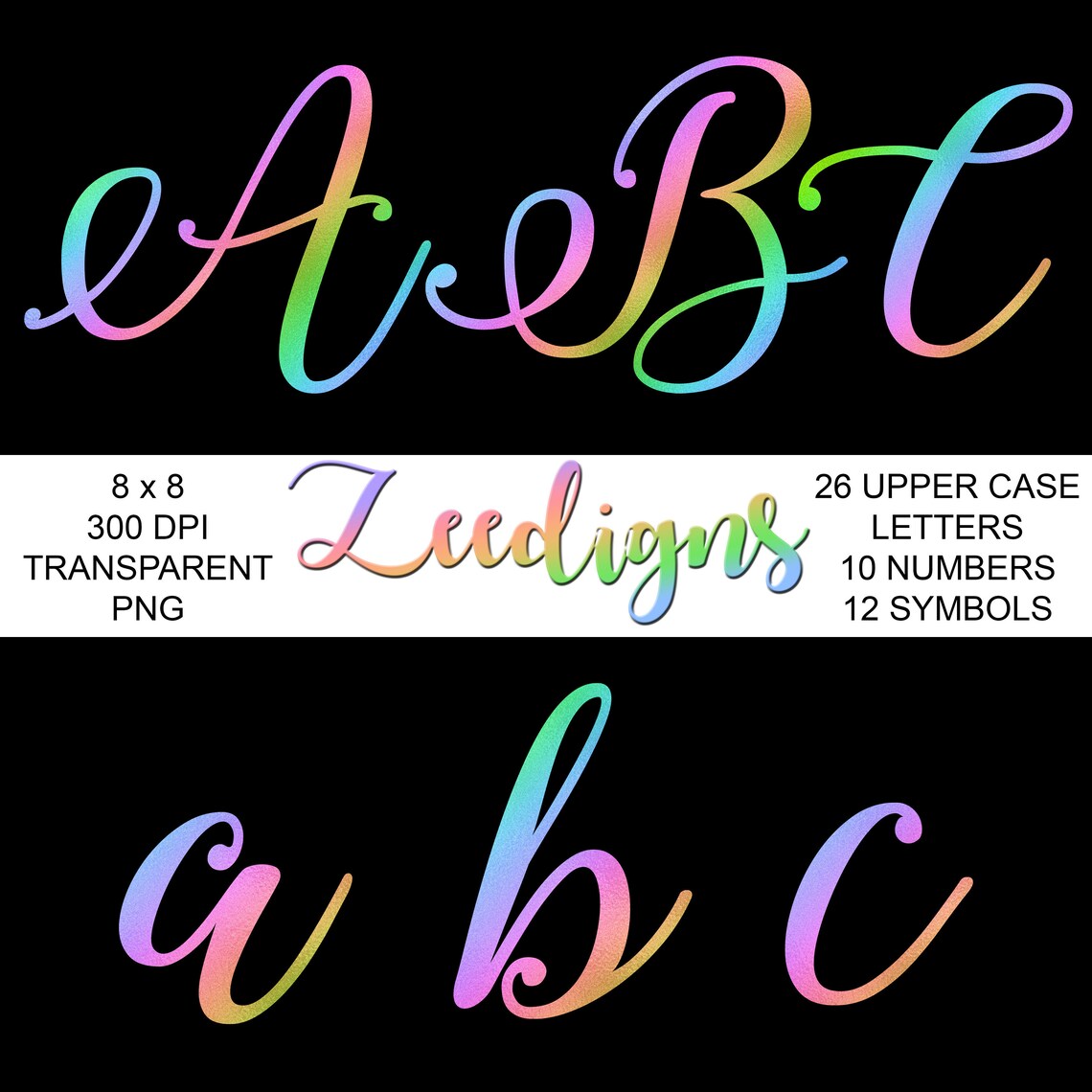 Rainbow Foil Alphabet Clipart Scrapbooking Digital Set - Etsy