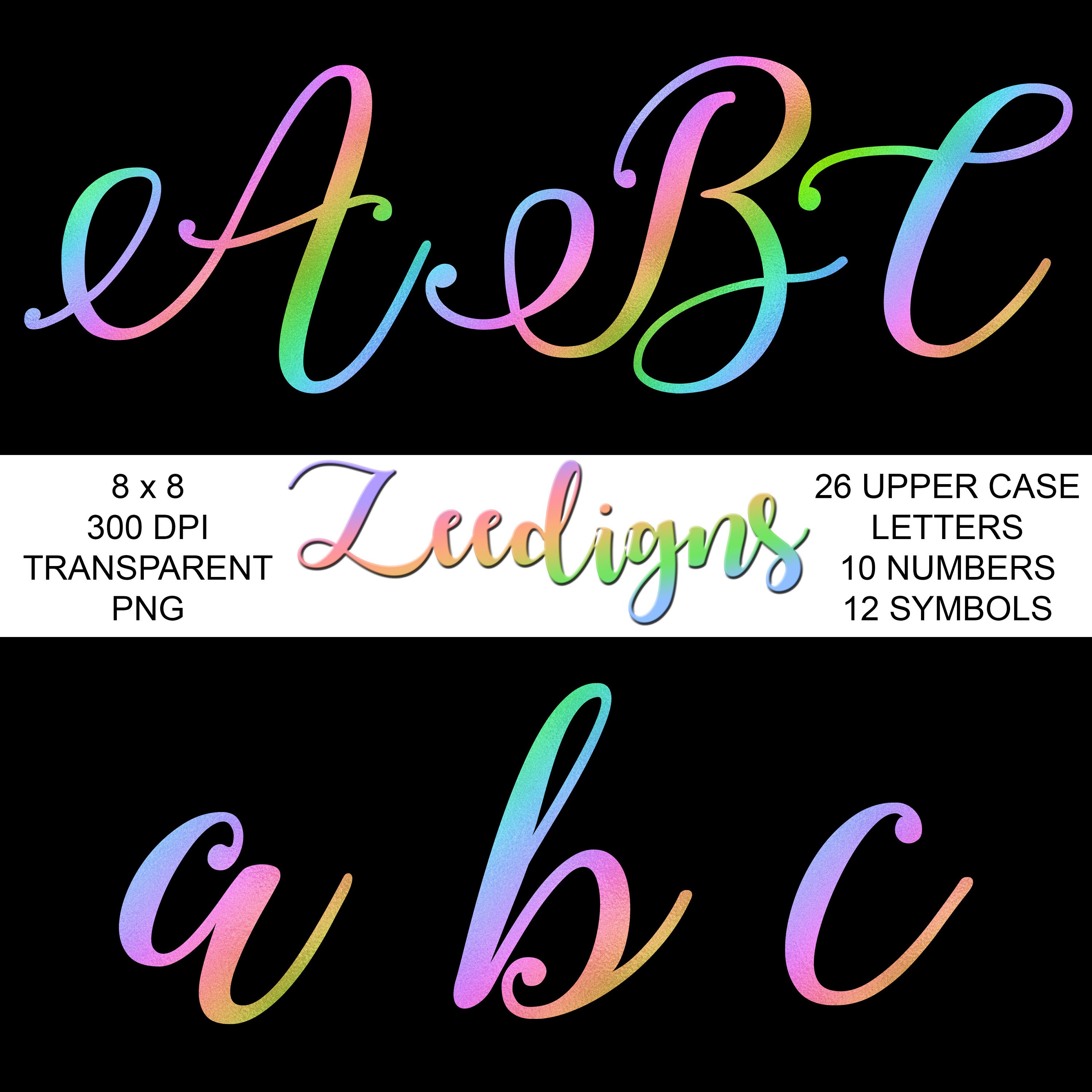 Rainbow Foil Alphabet Clipart Scrapbooking Digital Set Printable Paper ...