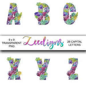 Succulent Alphabet Clipart Scrapbooking Digital Set Printable Paper ...