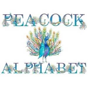 Peacock Alphabet Clipart Scrapbooking Digital Set Printable Paper ...