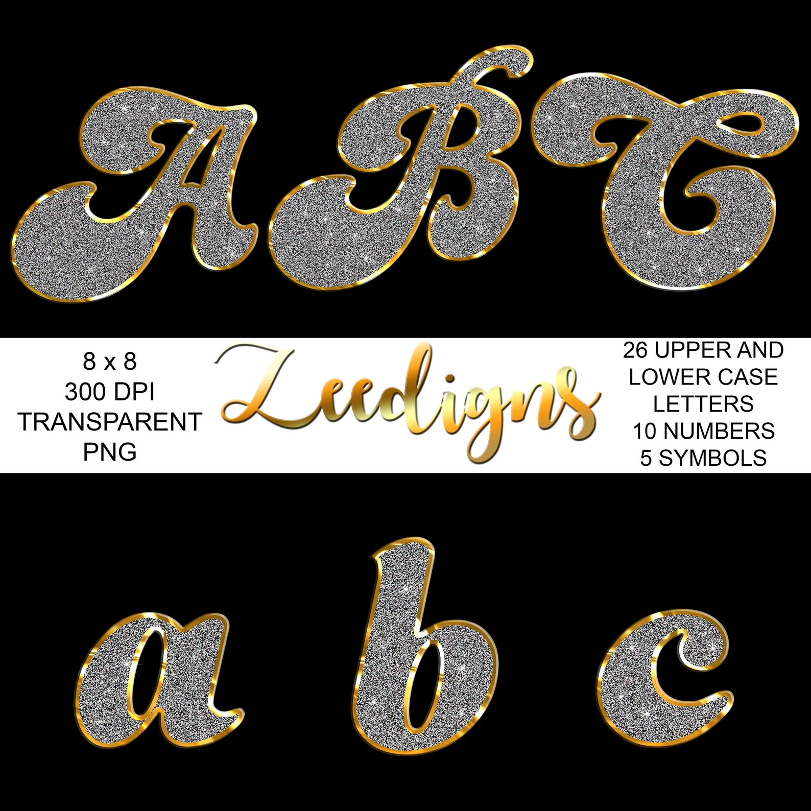 Bling Alphabet Clipart Scrapbooking Digital Set Printable Paper ...