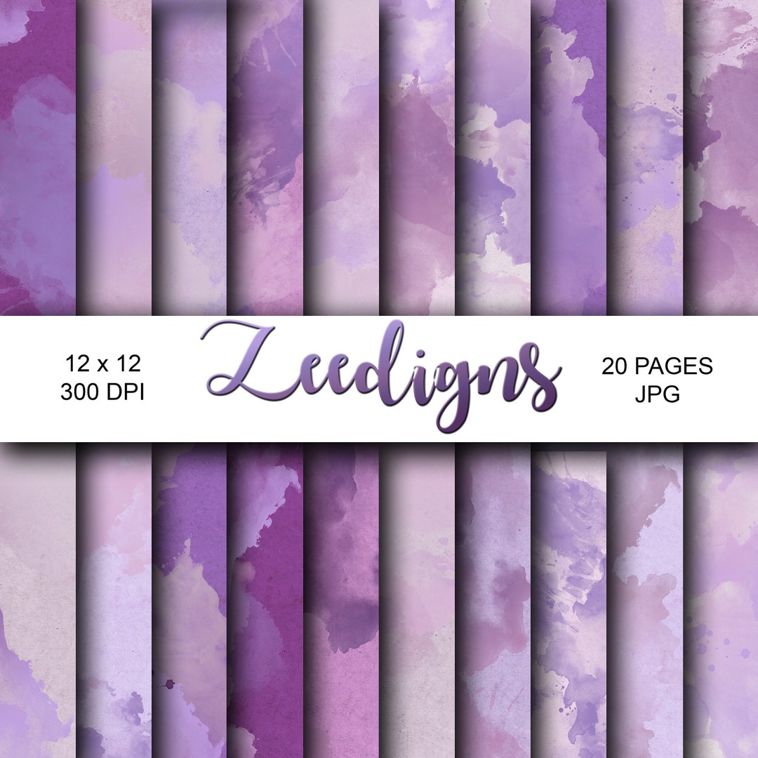 Lavender Watercolor Digital Scrapbook Printable Paper | Purple Wedding ...