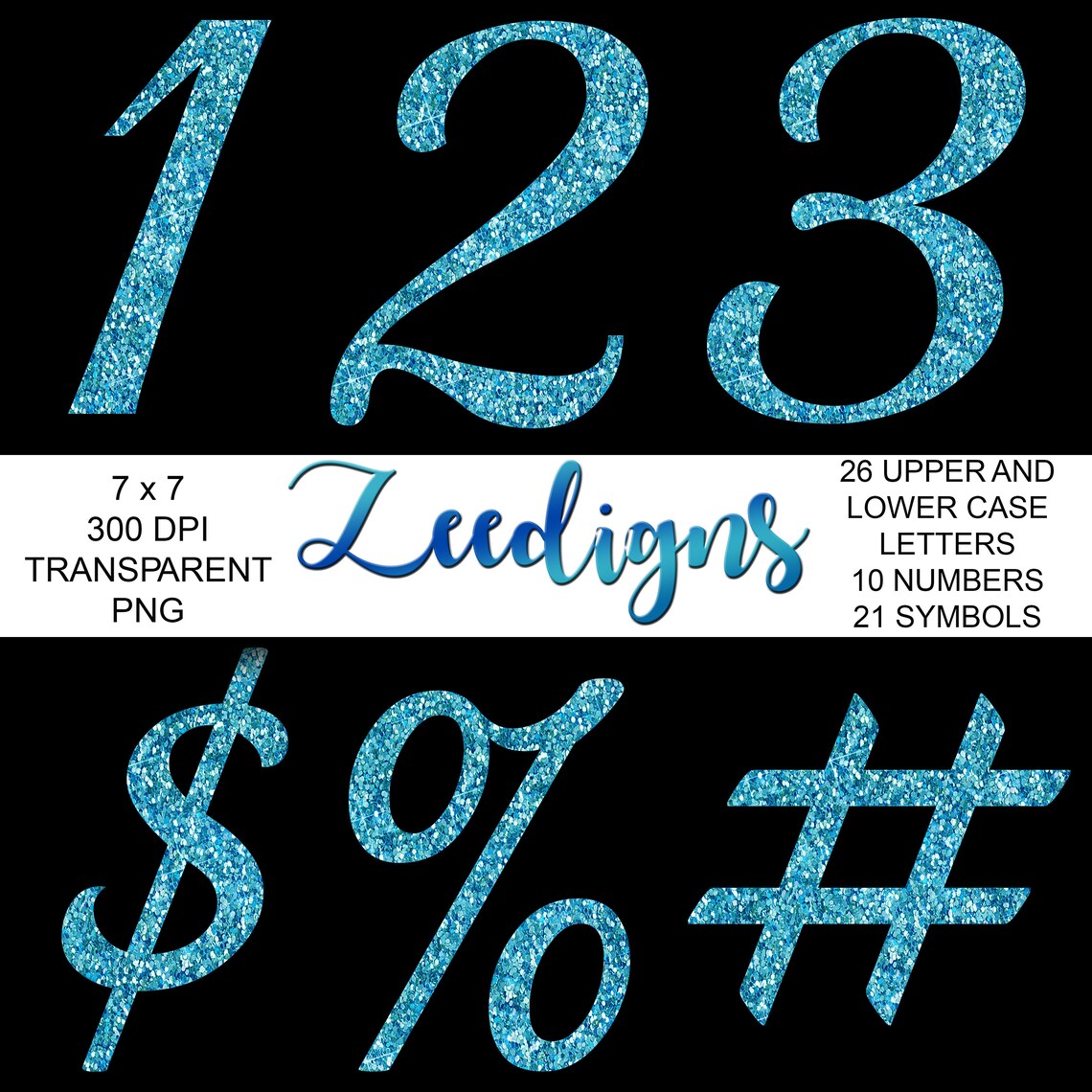 Blue Glitter Alphabet Clipart Scrapbooking Digital Set - Etsy