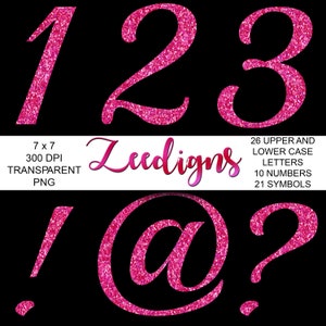 Pink Glitter Alphabet Clipart Scrapbooking Digital Set Printable Paper ...