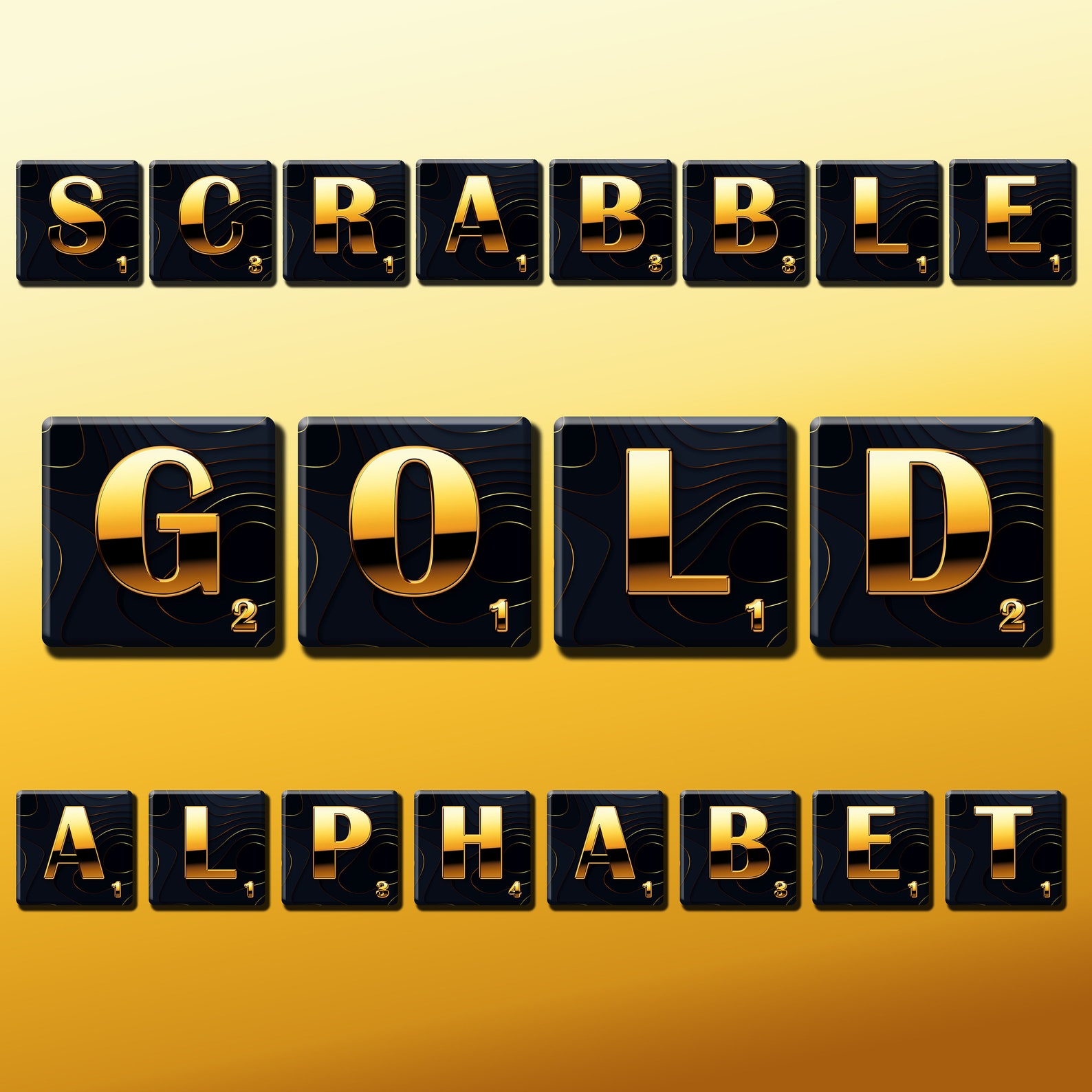 Scrabble Alphabet Gold VIP Clipart Scrapbooking Digital Set - Etsy