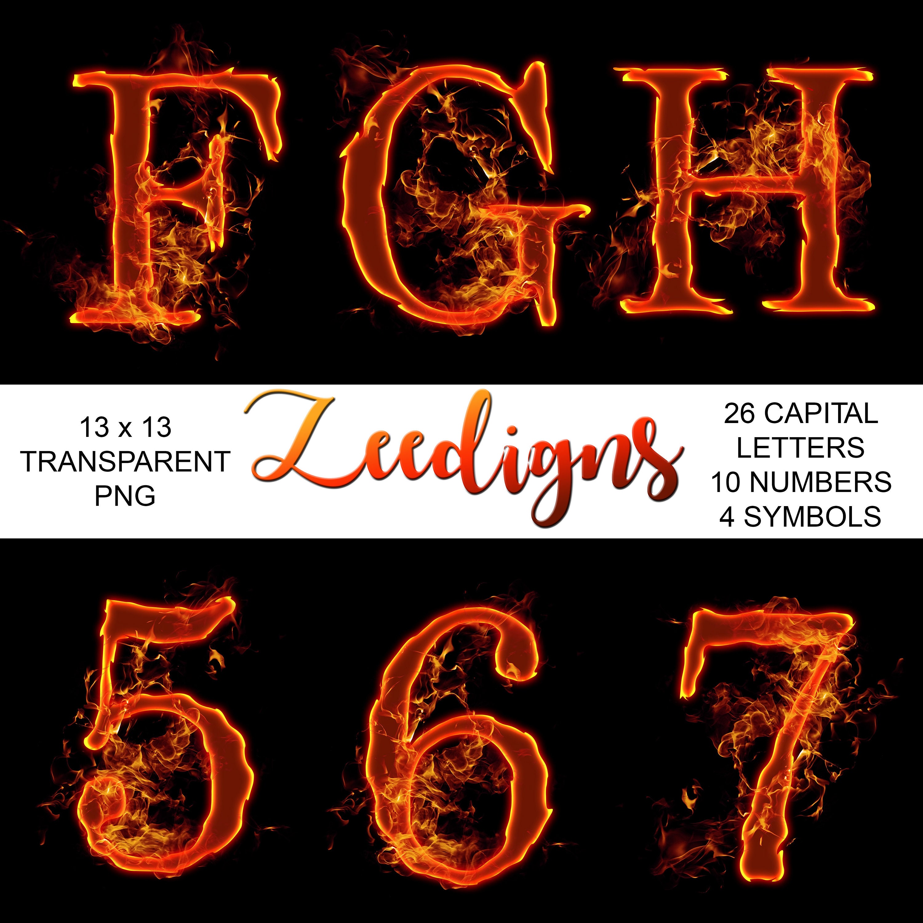 Fire Alphabet 2 Clipart Scrapbooking Digital Set Printable - Etsy