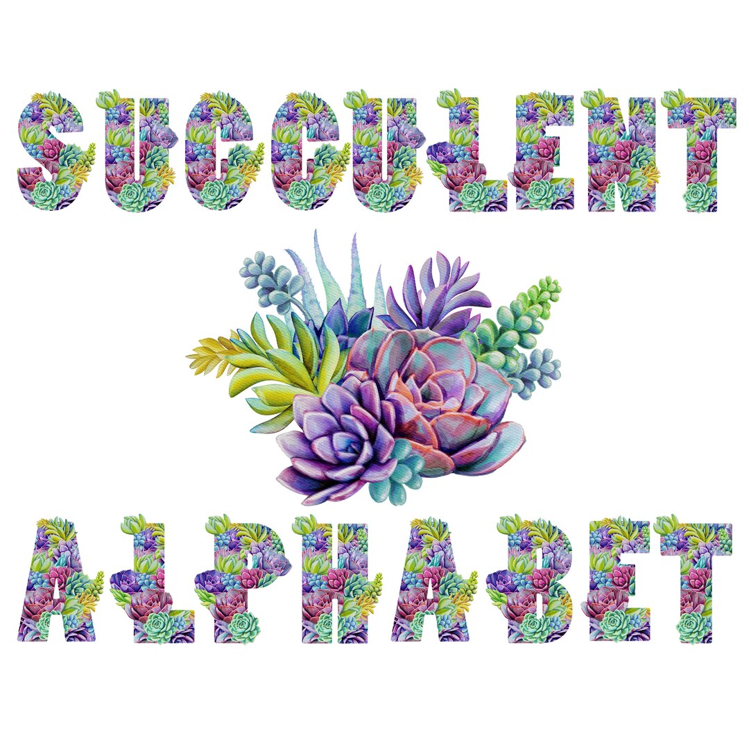 Succulent Alphabet Clipart Scrapbooking Digital Set Printable Paper ...