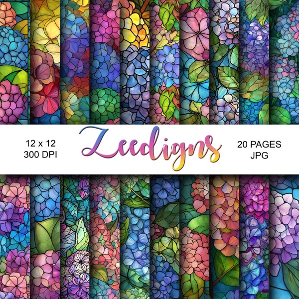 Hydrangea Stained Glass Pattern - Etsy