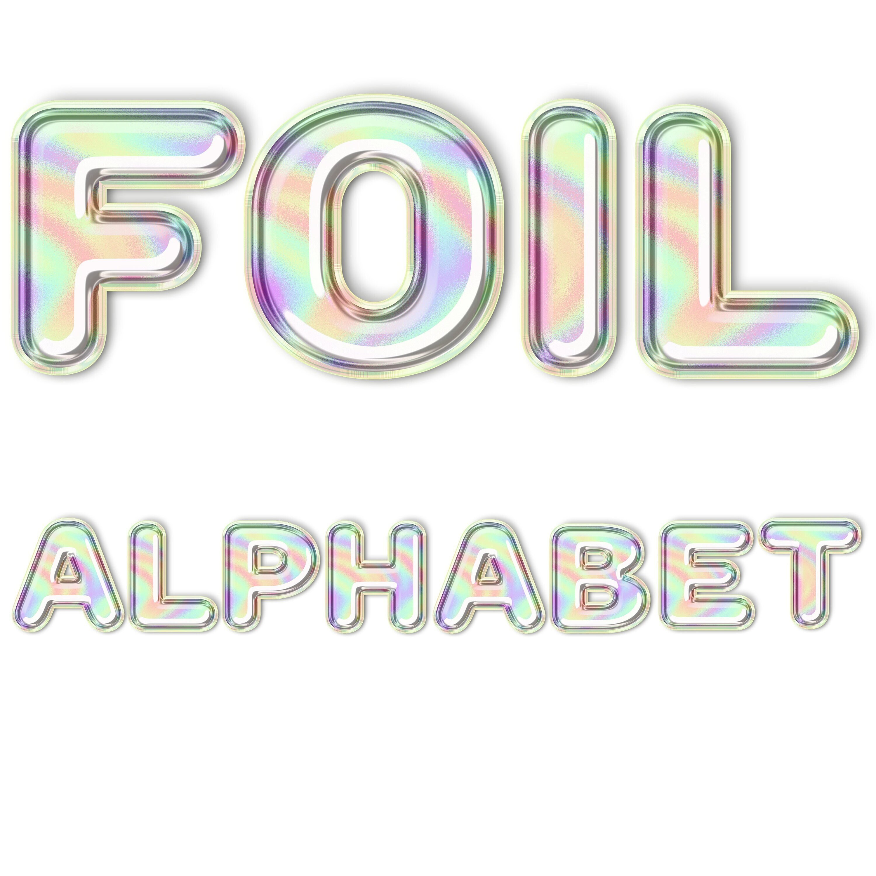 Rainbow Holographic Foil Alphabet Clipart Scrapbooking Digital Set ...