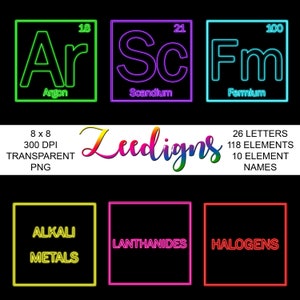 Periodic Table Glow Alphabet Clipart Scrapbooking Digital Set Printable ...